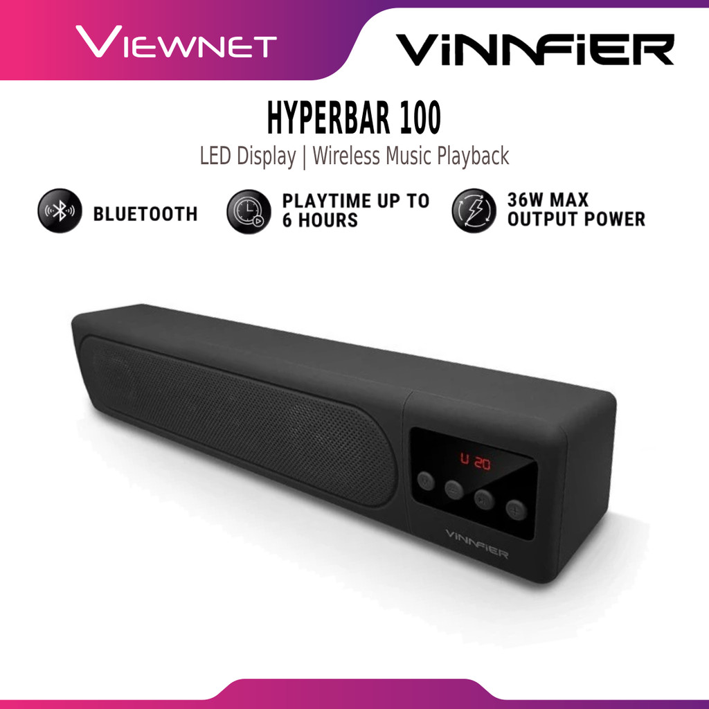 VINNFIER HYPERBAR 100 BTR PORTABLE & RECHARGEABLE SOUNDBAR WIRELESS ...