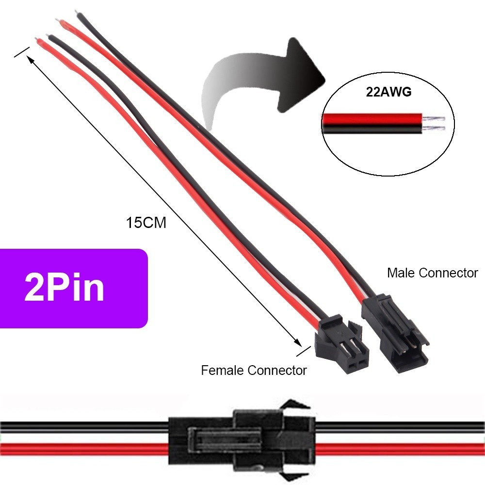 5 Pairs 2PIN-6PIN JST LED Connectors, Male And Female Connector for ...