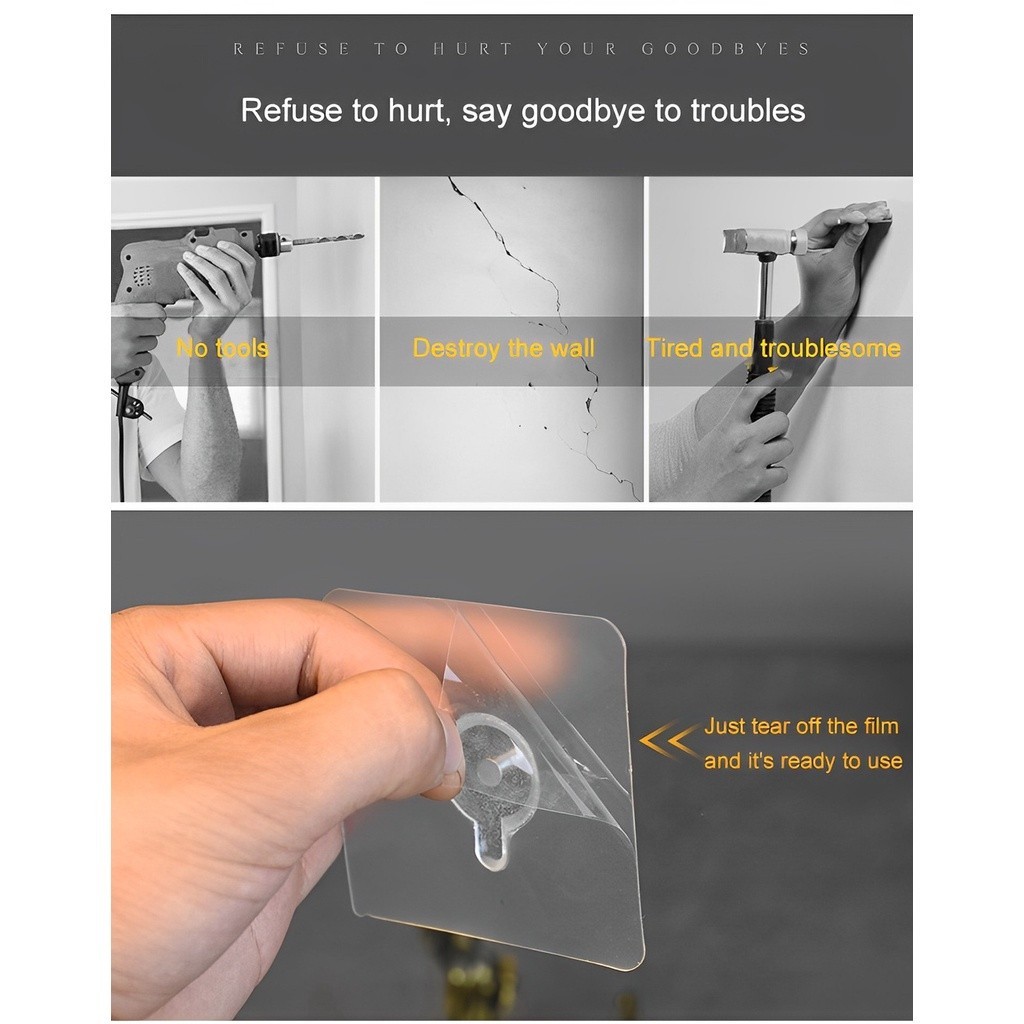 【7.2X7.2CM】Household Strong Nail Free Photo Frame Screw Stickers Hook ...