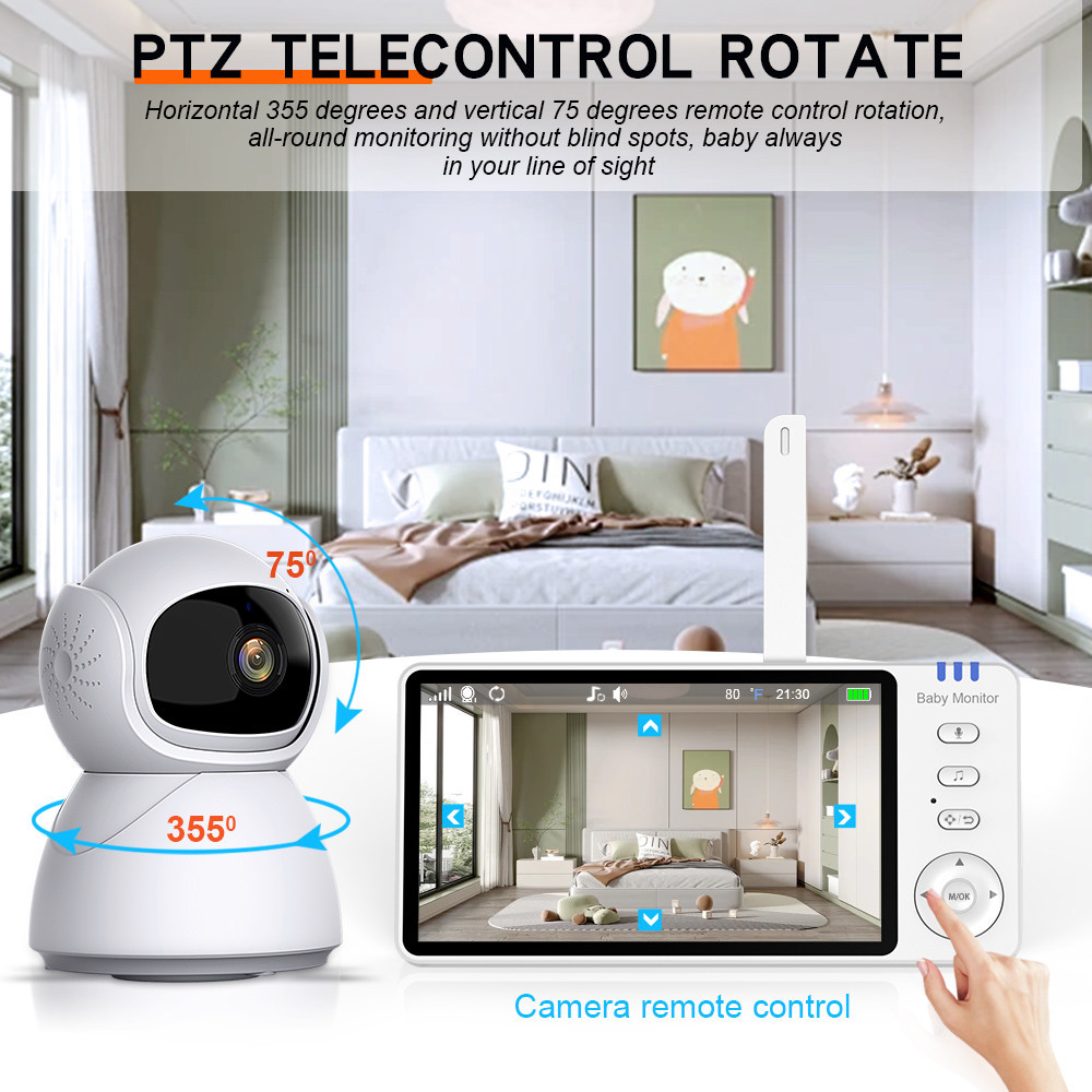 5 Inch IPS Screen Baby Monitor With Camera 3500mAh Battery Electronic ...
