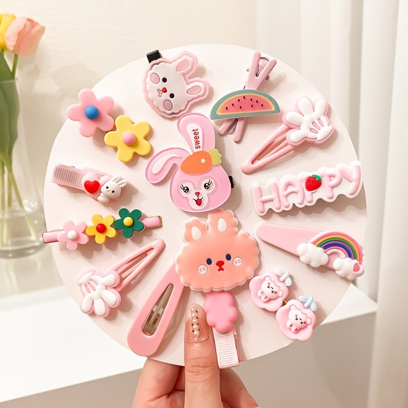 14pcs Creative Cute Cartoon Hair Clips Set Decorative Hair Accessories ...
