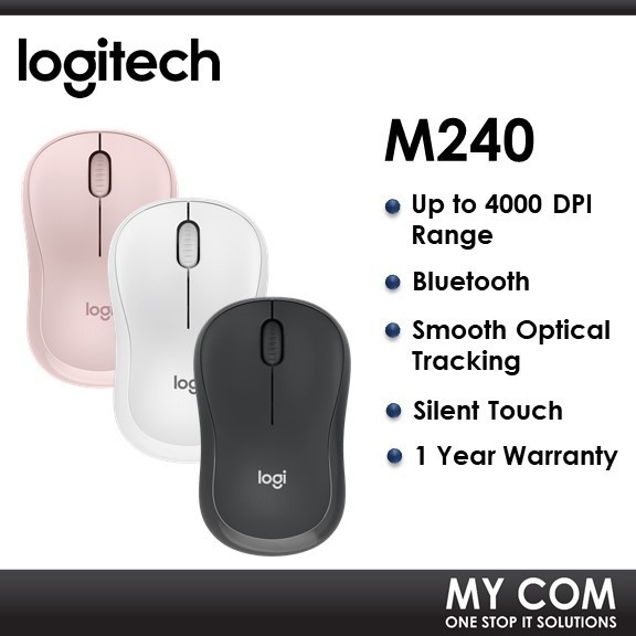 Logitech M240 Silent Wireless Bluetooth Mouse With Silent Click, Smooth ...