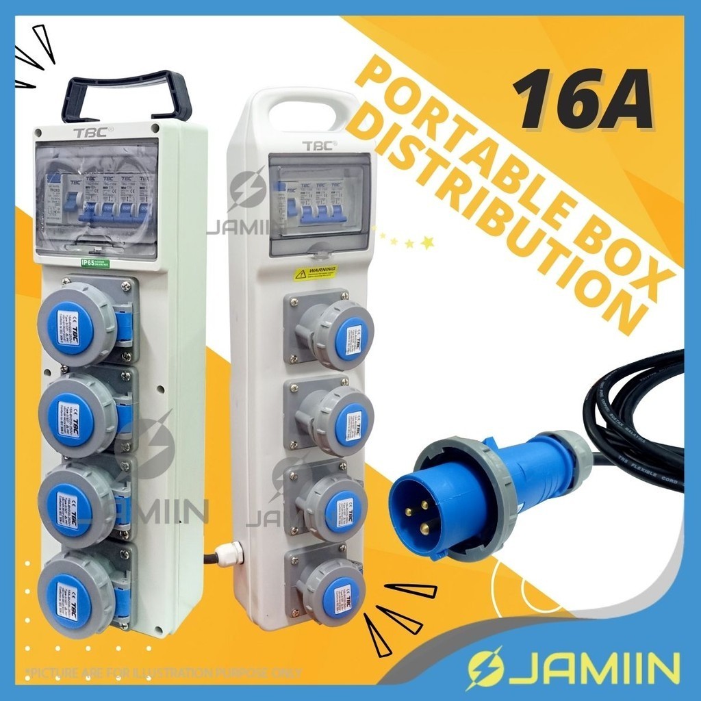 TBC 16A Portable Distribution Box 3/4 Way For Sites DB BOx Junction Box ...