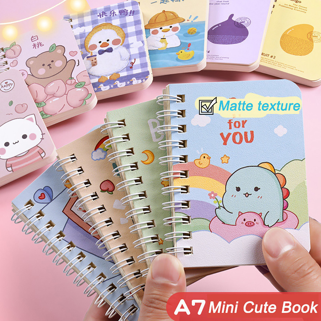A7 80 Sheets Cute Spiral Notebook Cartoon Style Pattern Notebook ...