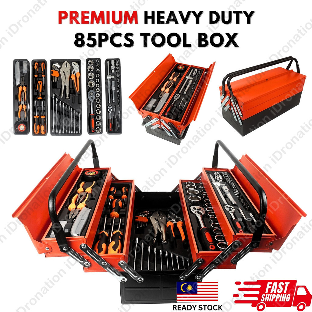 Heavy Duty 85PCS Tool Box Socket Spanner Ratchet Wrench Set 3 Layers 85PC Kotak Spanar ...