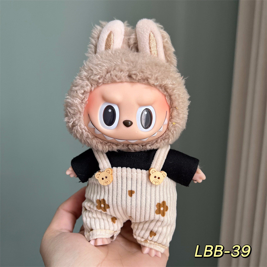 17cm Vinyl Doll Labubuv1v2v3 Doll Clothes Labubu dopamine overalls set ...