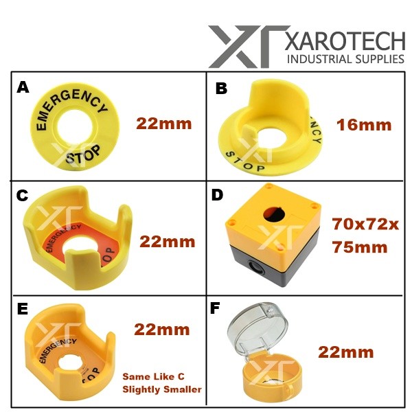 22mm/16mm Emergency Stop E-Stop Switch Protection Seat Button Cover/Box EStop Electric Push ...