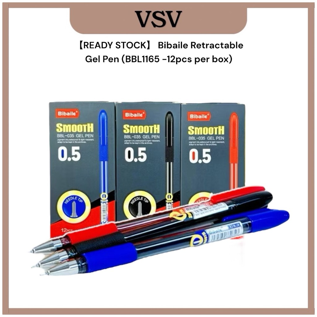 【READY STOCK】 Bibaile Needle Tip Smooth Gel Pen (BBL-035 -12pcs Per Box ...