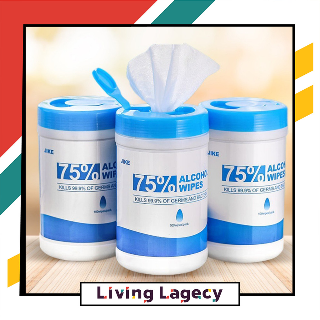 LIVING LAGECY 75% Alcohol Sanitizing Wipes Wet Tissue Bottle Tong ...