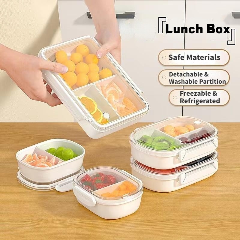 【PLAYFUL】350/490/950ml Bento Lunch Box Removable Compartments Keep ...