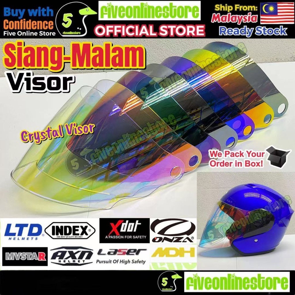 Helmet Visor V-Shape Siang Malam For LTD SWAN INDEX XDOT G518 BLITZ MDH ...