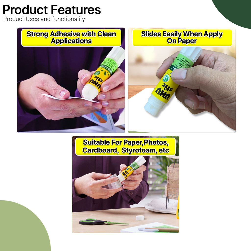 UHU Glue Stick Adhesive Paper Glue 8.2g/21Gg/40g (1s/Pcs) Gam Kertas ...