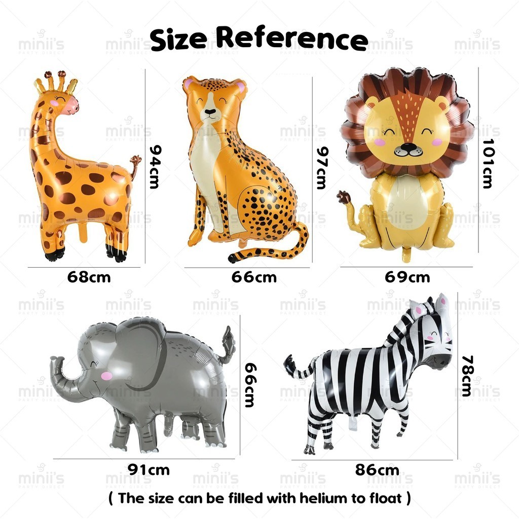 MINIIS Animal Balloon Animal Helium Foil Safari Balloon Cartoon Animal ...