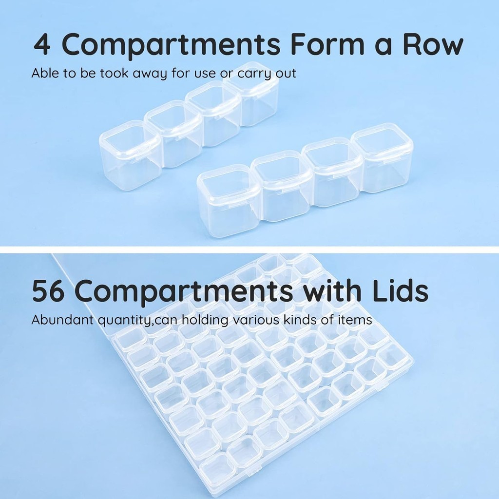 56 Grid Transparent Storage Box Jewellery Bead Pill Craft Screw ...