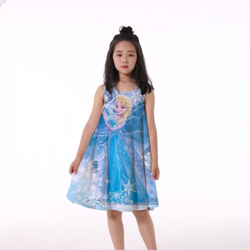 Disney Frozen Princess 3D Printing Cute Beautiful Girl Dress Summer ...