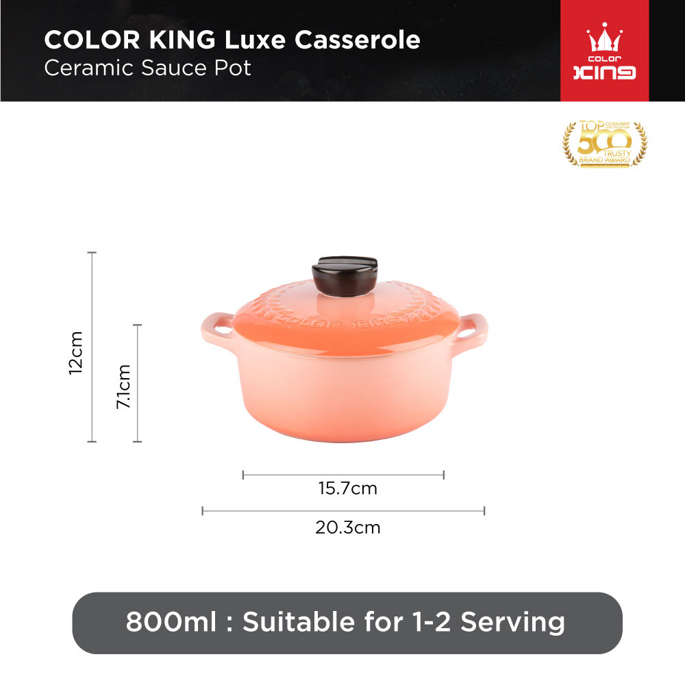 Color King - 100% Ceramic Non-Toxic LUXE Baking Casserole 8″ (800ml ...