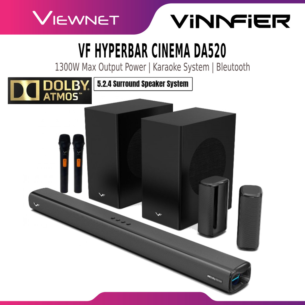 VINNFIER VF HYPERBAR CINEMA DA520 1300W DOLBY ATMOS 5.2.4 SOUNDBAR ...