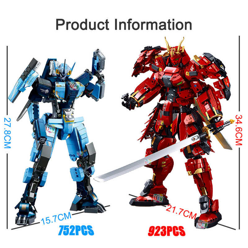 2023 Sluban Ninja Armored Red Samurai Robot Mech Classic Model DIY ...