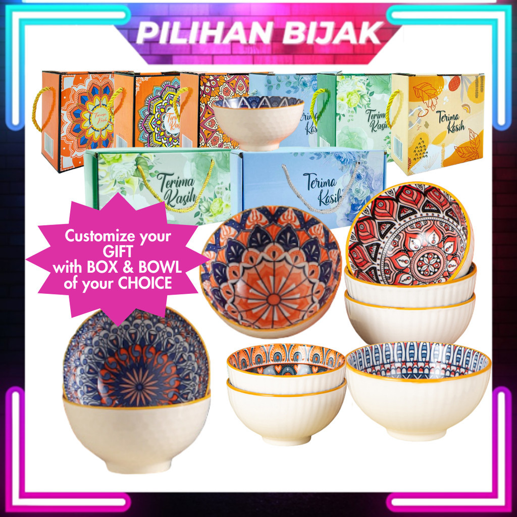 BOHEMIAN STYLE RICE BOWL/ BOWL WITH BOX/ CERAMIC BOWL/ SOUP BOWL ...