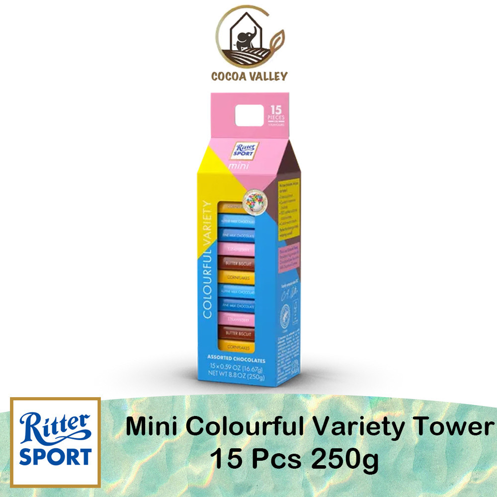 Ritter Sport Mini Colourful Variety Tower 15pcs in 5 Flavours 250g ...