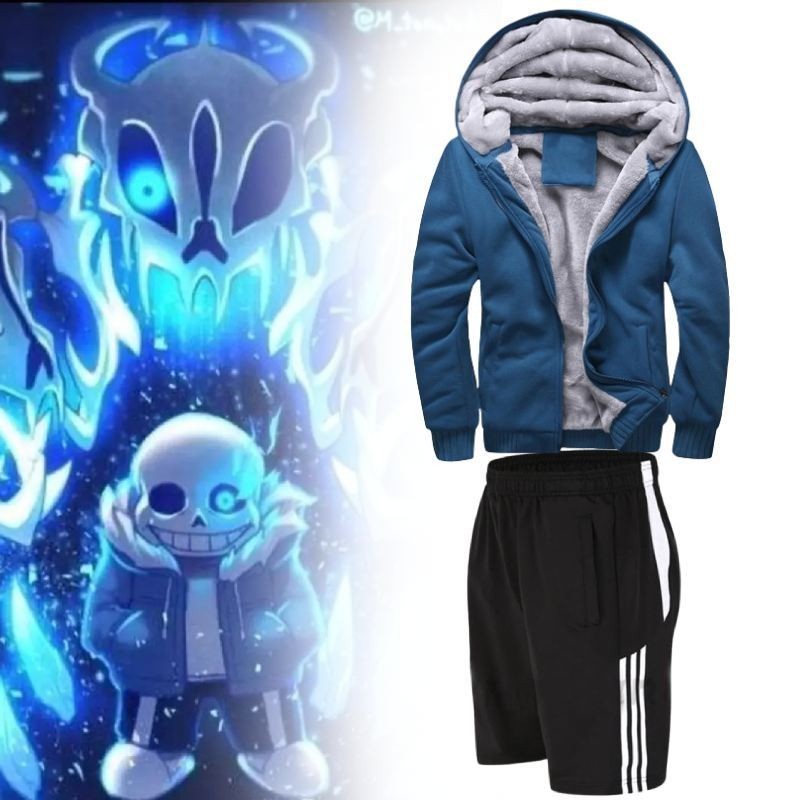 Undertale Sans Costume Set For Halloween Hoodie Shorts Mask Long Socks ...