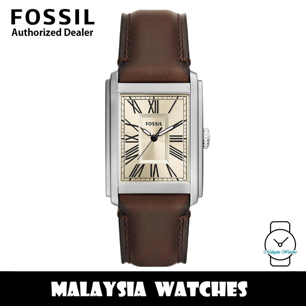 Official Warranty Fossil Fs6012 Carraway Three Hand Brown Leather Mens Watch 2 Years Fossil