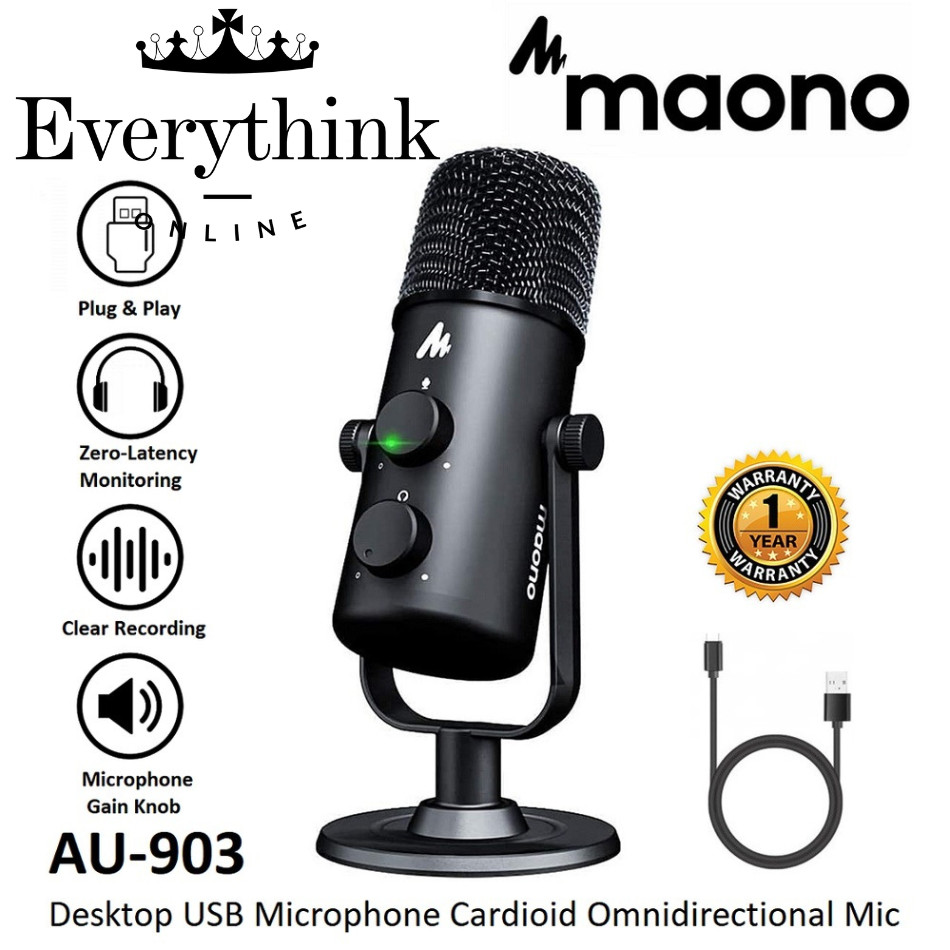 MAONO AU-903 DESKTOP USB MICROPHONE CARDIOID OMNI-DIRECTIONAL MIC WITH ...