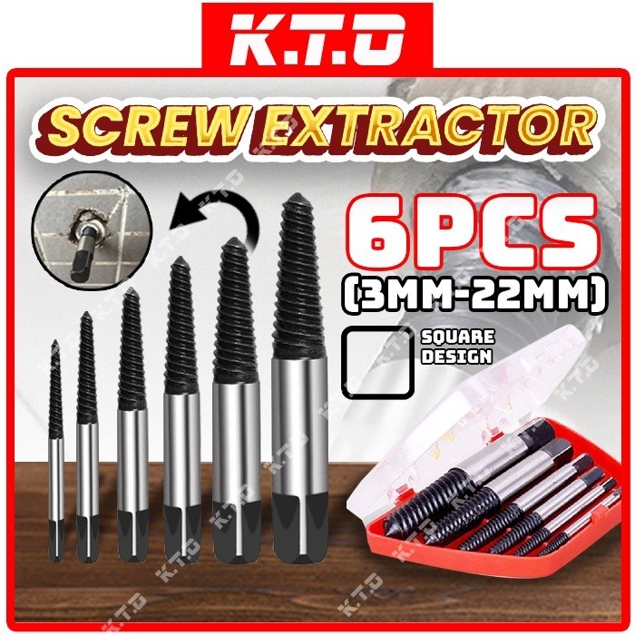 6Pcs Screw Extractor Bolt Screwdriver Removal Drill Bits Tool Set 3MM ...