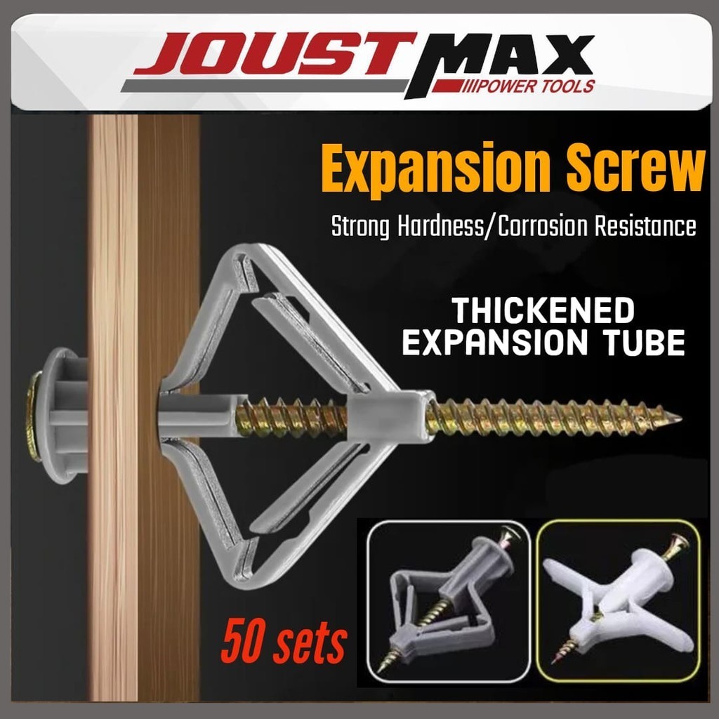 50Set Screws Partition Wall Plug PVC Butterfly Wall Plug Anchor Plug ...