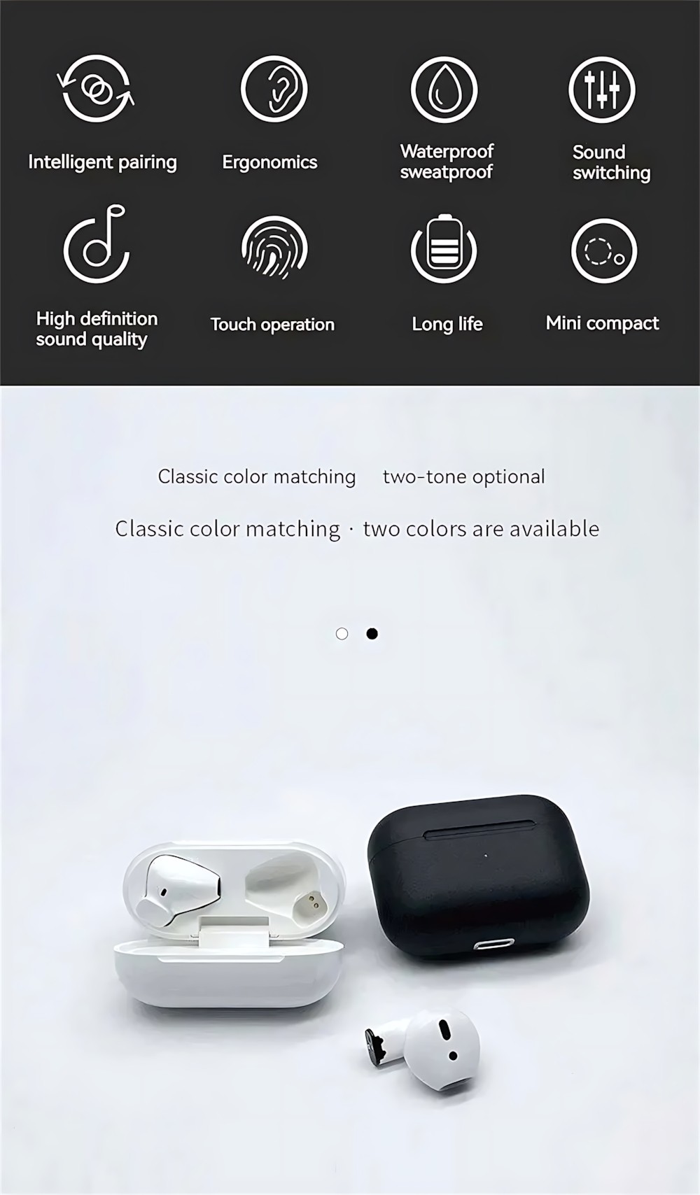 Pro 5S Bluetooth Earphone Stereo Wireless Headphone In-Ear HiFi Earbud ...