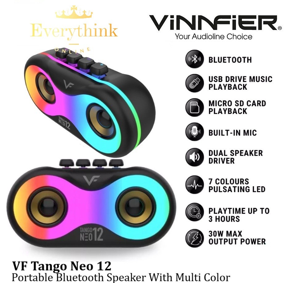 VINNFIER VF TANGO NEO 12 PORTABLE BLUETOOTH SPEAKER WITH MULTI LIGHT ...