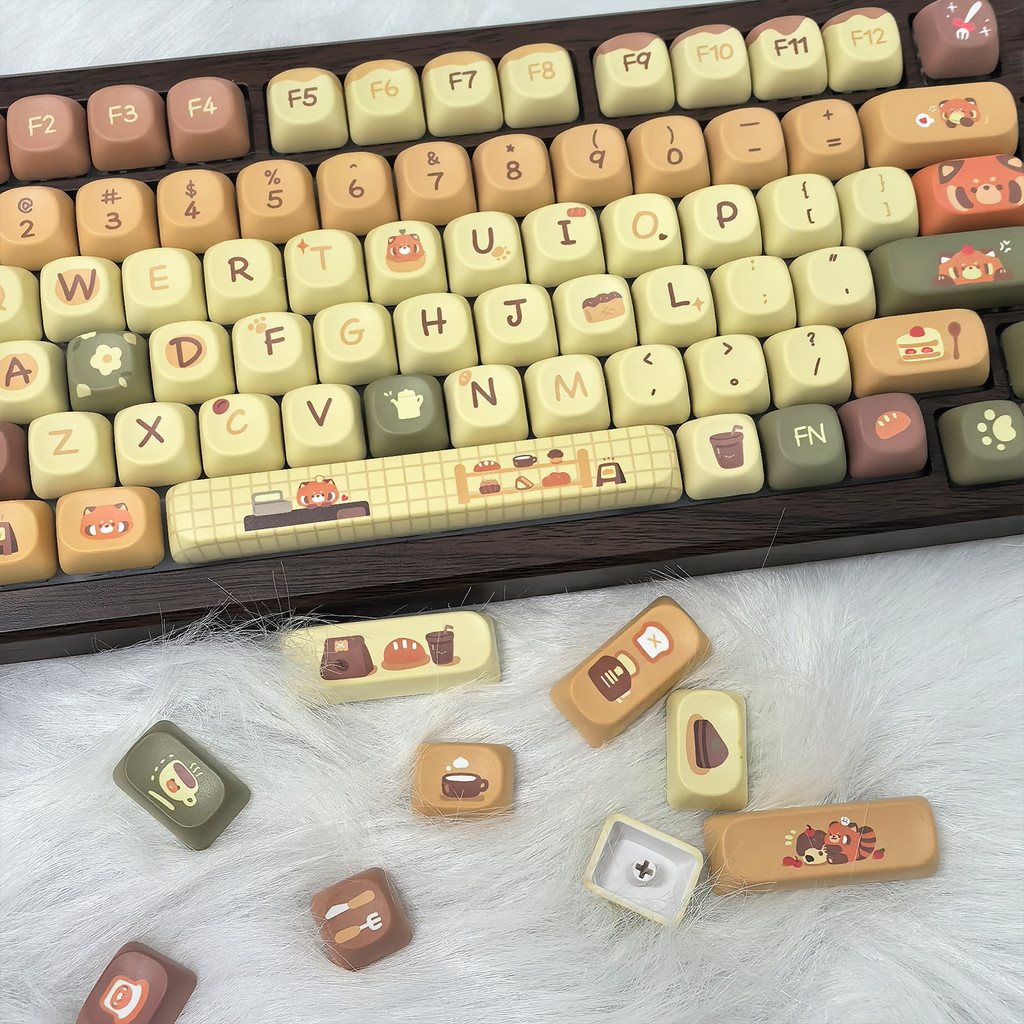 Red Pandas Cafe Keycap MOA Profile 120+ Keys PBT Dye Sublimation MAD 68 ...