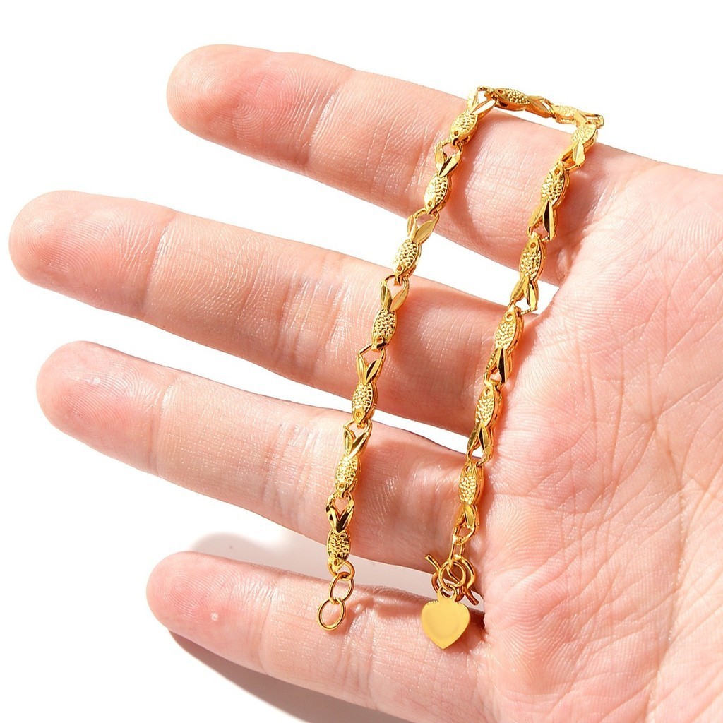 emas suasa 375 original gold bracelet women's frosted fish wedding ...