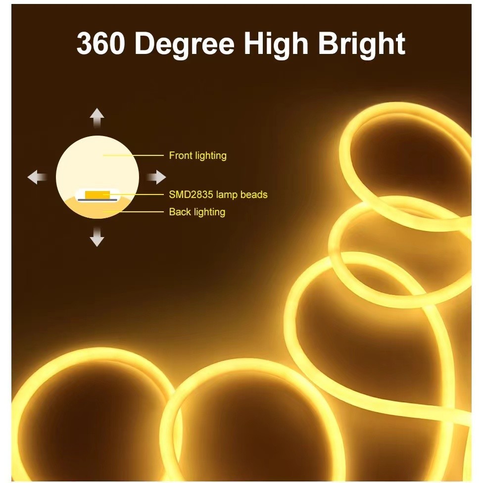 360 Round LED Neon Light AC 220V Outdoor Waterproof 120Leds Universal ...