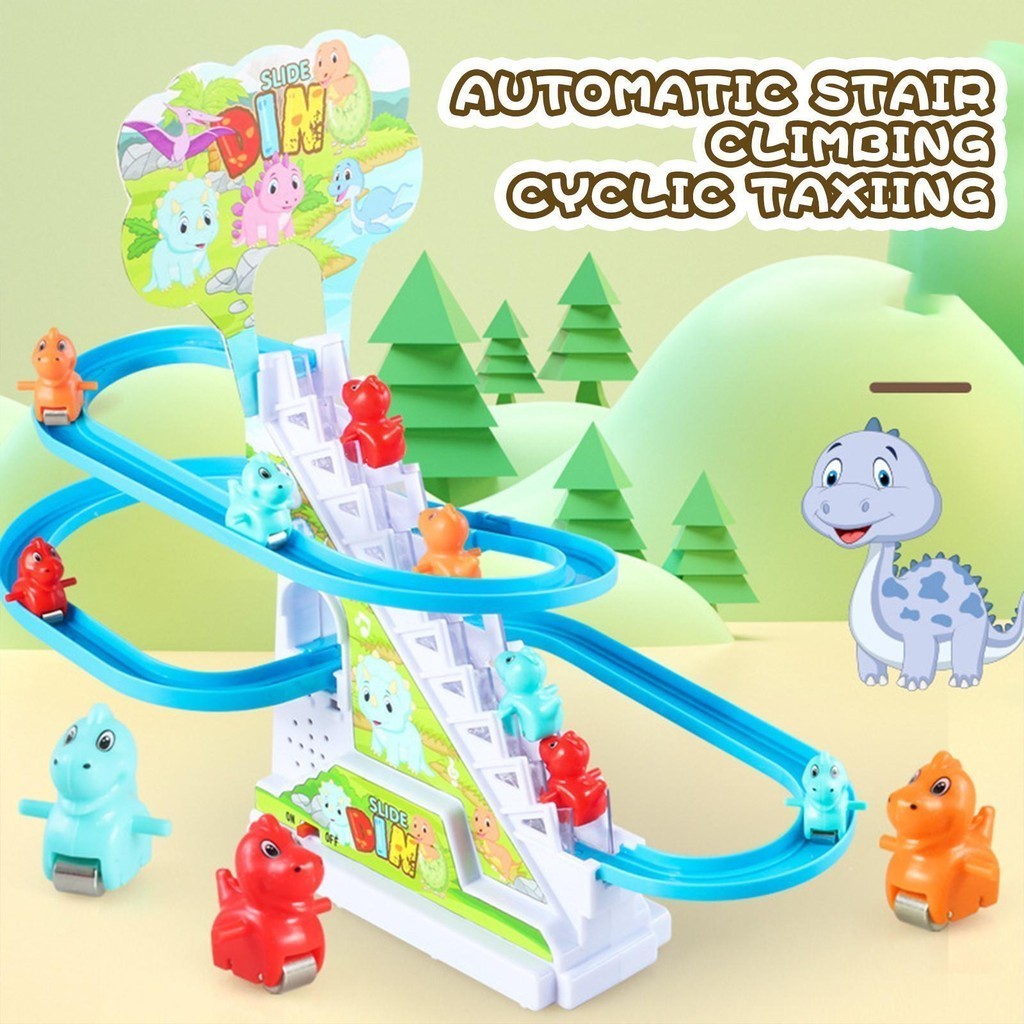Dinosaur Climbing Stairs Track Toy Musical Education Toy Dyanamic Music ...