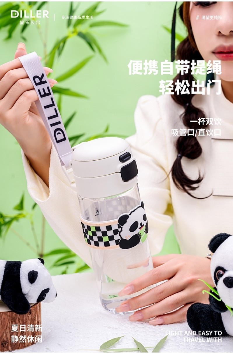 Diller Panda Tritan Multifunction Straw Direct Drinking Water Bottle ...