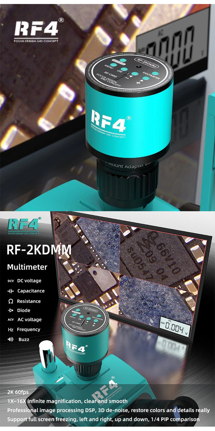 RF4 RF-2KDMM Trinocular Microscope Camera ULTRA HD CCD CMOS HDMI 1080P ...