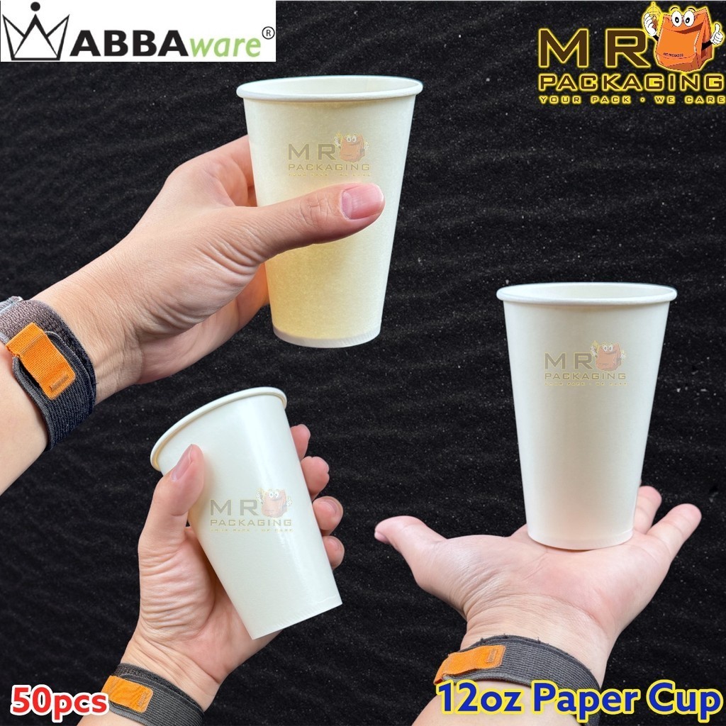 12oz Paper Cup & Lid - White - ABBAware Paper Top Cawan Kertas ...