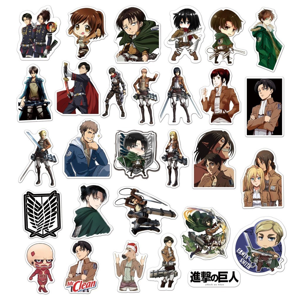 MUYA 50pcs Attack on Titan Stickers Waterproof Anime Vinyl Stickers for ...