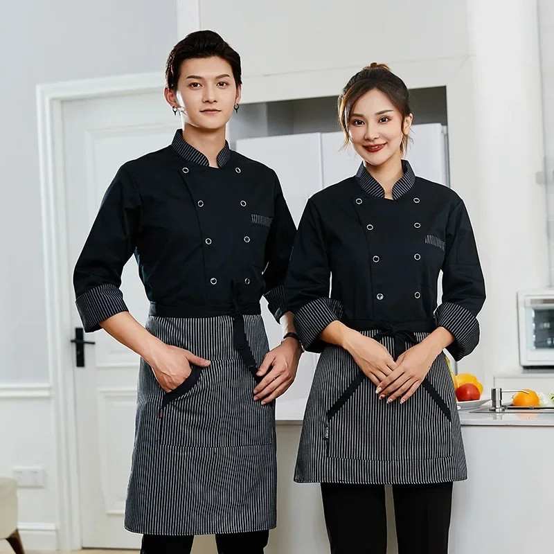 Chef overalls long-sleeved cake shop baker overalls hotel catering ...