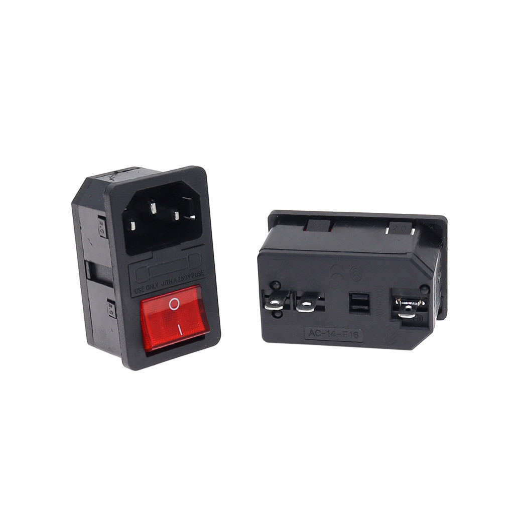 New Integral Red Light 10A250VAC Rocker Switch Power Rocker Fused IEC ...