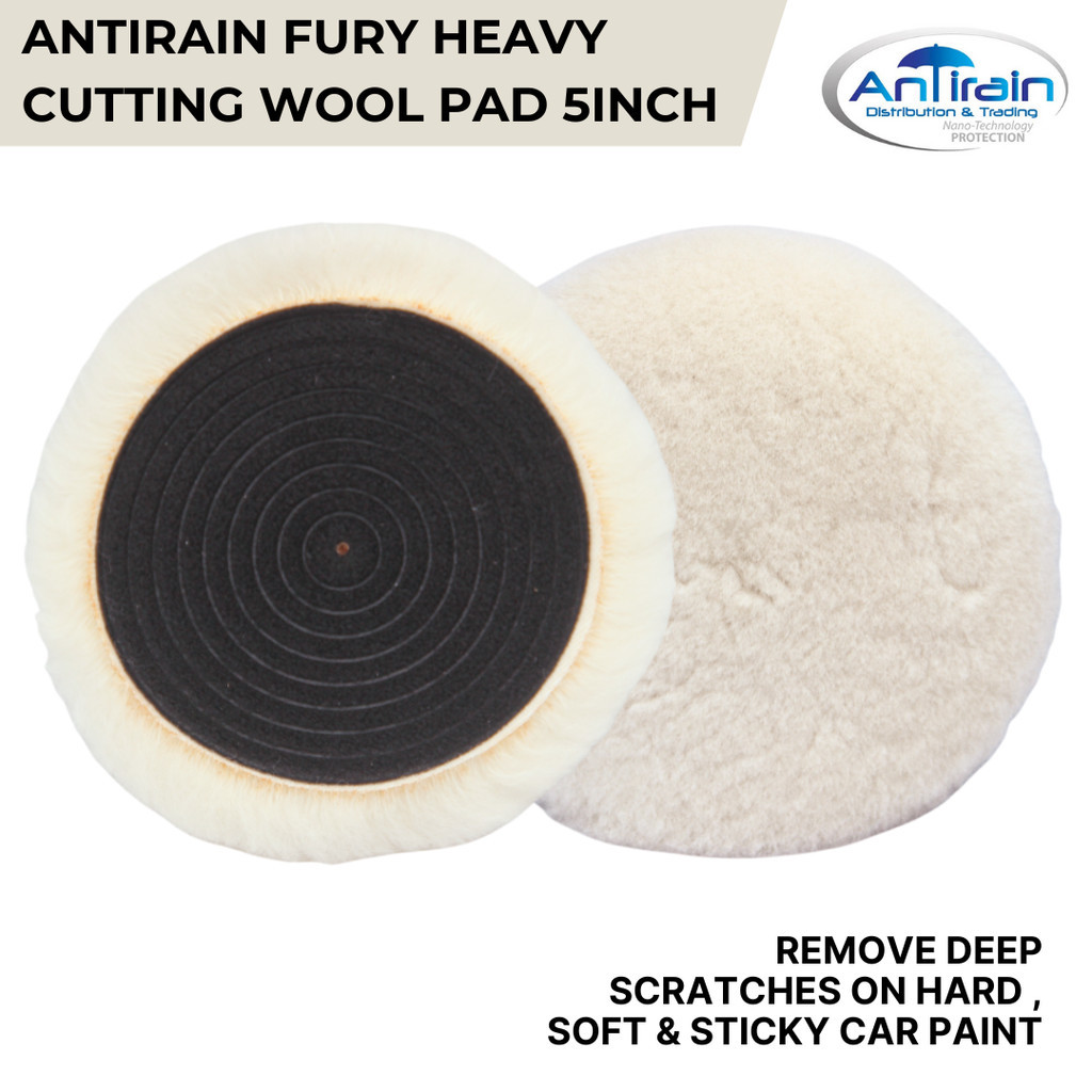 ANTIRAIN FURY HEAVY CUTTING WOOL PAD 5INCH [REMOVE DEEP SCRATCHES ON ...