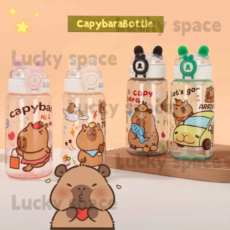 500ml Botol Air Capybara Bottle Straw Kids Bpa Free Botol Transparent ...
