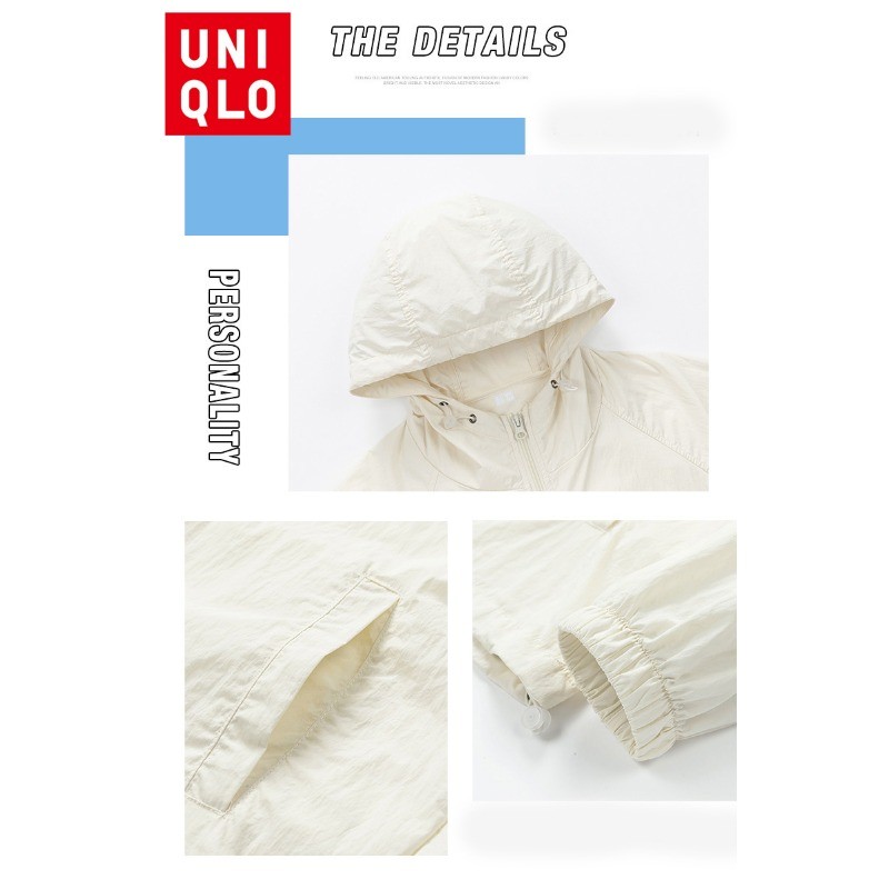 Uniqlo UPF50+ Women's Summer Versatile Thin Sunscreen Jacket Hooded Sunscreen Jacket Zipper ...