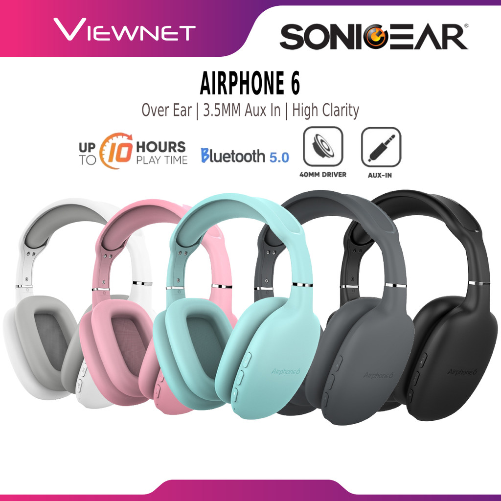 SONICGEAR AIRPHONE 6 WIRELESS BLUETOOTH HEADPHONES MIC UP TO 10 HOURS ...