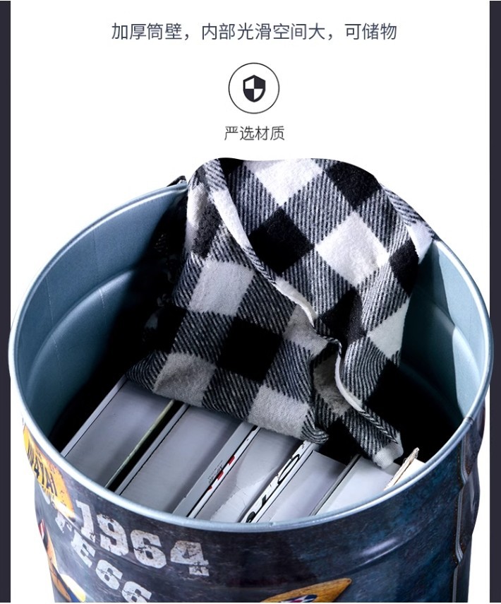 Iron Bucket Stool American Retro Bar Storage Stool Restaurant Wrought ...