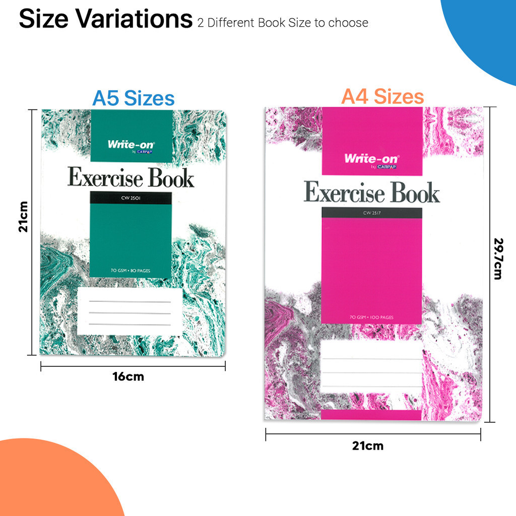 Campap Write On Buku Nota A5 A4 Exercise Book Notebook 70gsm 80 100 120 160 200 Pages -(1s/PCS ...