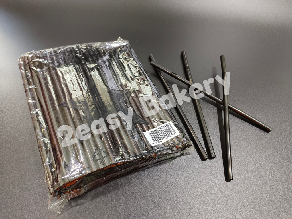 8½" Flexible Drinking Straw - Black / Colour - Disposable Plastic ...