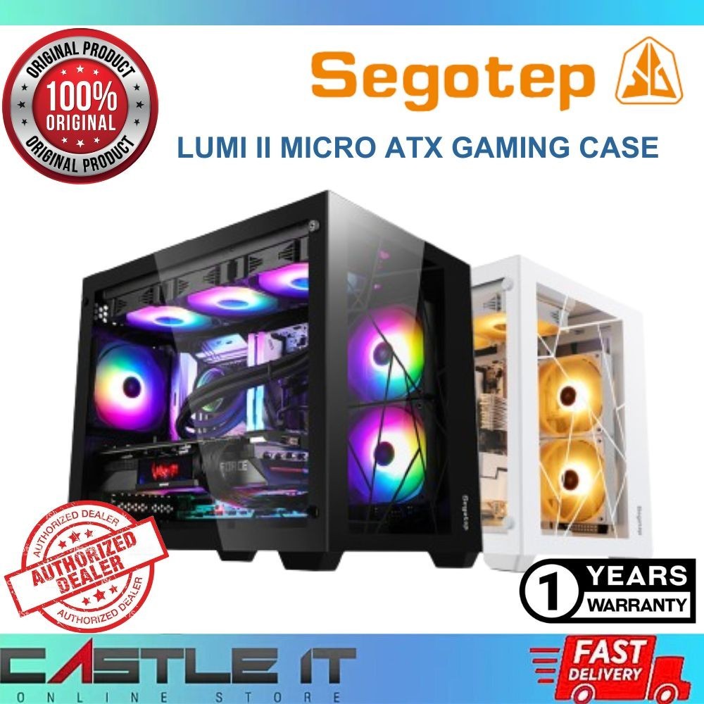 Segotep LUMI II BLACK / LUMI 2 WHITE MATX M-ATX PC Gaming Case Chassis ...