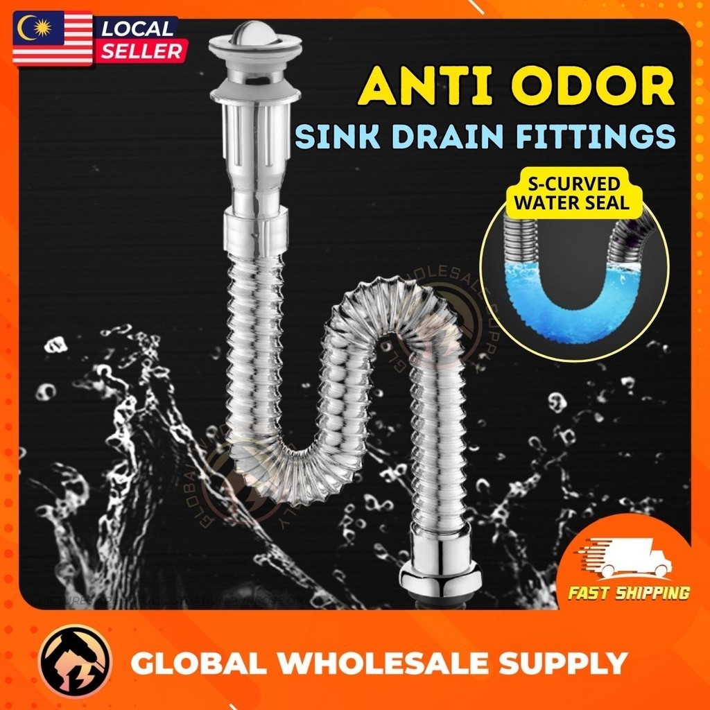 Anti Odor Proof Downpipe S Curved Sink Drainage Fitting Saluran Sinki ...